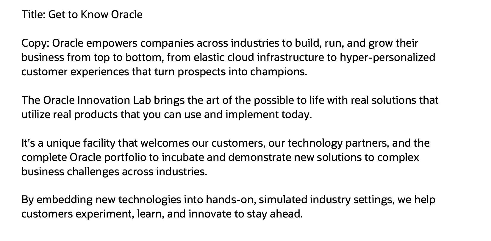 Oracle Industry Lab Grand Opening Event – Katie Fisher